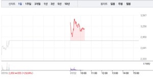 DXVX, 2거래일 연속 상한가 이어 11% 급등…3100원선 재돌파